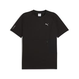 T-Shirt Puma "PumaTECH T-Shirt mit Brusttasche Herren", Herren, Gr. XL, schwarz, Obermaterial: 35% Baumwolle, 65% Polyester; Rippe: 30% Polyester, 70% Baumwolle; Aufgesetzte Tasche: 50% Elastomultiester, 50% Polyester, clean, regular fit, Rundhals, Shirts T-Shirt