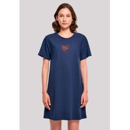 Shirtkleid F4NT4STIC "Flower Heart Bestickt", Damen, Gr. XL, blau (lightnavy), Obermaterial: 100% Baumwolle, regular fit, Rundhals, ohne B&uuml;ndchen, Kleider Shirtkleid, Premium Qualit&auml;t