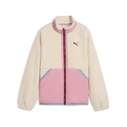 Trainingsjacke Puma "HYBRID SHERPA JACKET", M&auml;dchen, Gr. 152, wei&szlig; (alpine snow), Fleece, Obermaterial: 100% Polyester, unifarben, regular fit normal, Jacken Trainingsjacke
