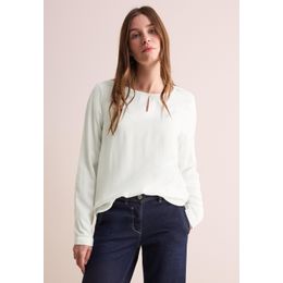 Langarmbluse Cecil, Damen, Gr. XXL (46), wei&szlig; (vanillewei&szlig;), Stoff, 100% Viskose, unifarben, gerade normal, Rundhals, B&uuml;ndchen, Blusen, aus softer Viskose
