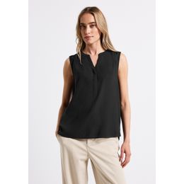 Blusentop Street One, Damen, Gr. 34, schwarz, Stoff, 100% Viskose, unifarben, normal normal, Rundhals, abgesteppt, Blusen Blusentop, im lockeren Schnitt