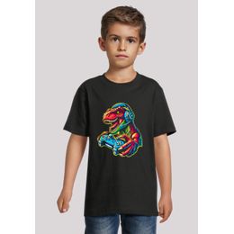 T-Shirt F4NT4STIC "Dinosaurier Gamer", M&auml;dchen, Gr. 110/116, schwarz, Obermaterial: 100% Baumwolle, regular fit, Rundhals, ohne B&uuml;ndchen, Shirts T-Shirt, Premium Qualit&auml;t