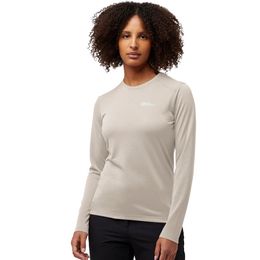 Langarmshirt Jack Wolfskin "VONNAN LS T W", Damen, Gr. L (42/44), beige (palesand), Obermaterial: 100% Polyester, Shirts Langarmshirt