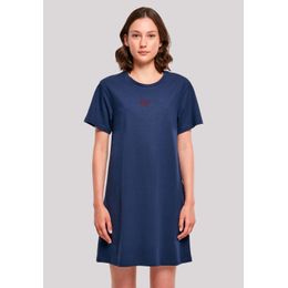 Shirtkleid F4NT4STIC "Red Hearts Bestickt", Damen, Gr. M, blau (lightnavy), Obermaterial: 100% Baumwolle, regular fit, Rundhals, ohne Bündchen, Kleider Shirtkleid, Premium Qualität