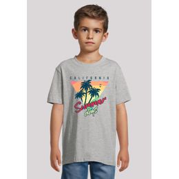 T-Shirt F4NT4STIC "California Palmen Retro", M&auml;dchen, Gr. 134/140, grau (erdgrau), Obermaterial: 100% Baumwolle, regular fit, Rundhals, ohne B&uuml;ndchen, Shirts T-Shirt, Premium Qualit&auml;t