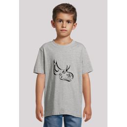 T-Shirt F4NT4STIC "Dinosaurier Sch&auml;del", M&auml;dchen, Gr. 134/140, grau (erdgrau), Obermaterial: 100% Baumwolle, regular fit, Rundhals, ohne B&uuml;ndchen, Shirts T-Shirt, Premium Qualit&auml;t
