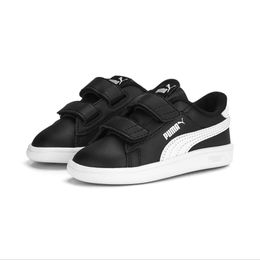 Sneaker Puma "Smash 3.0 Sneakers Kinder", Kinder, Gr. 21, schwarz-weiß (schwarz, weiß), Obermaterial: Kuhleder, Textil, Synthetik, Leder; Futter: Textil; Innensohle: Textil; Laufsohle: Gummi, Schuhe Sneaker
