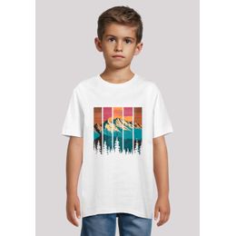 T-Shirt F4NT4STIC "Berg Sonnenuntergang Retro", M&auml;dchen, Gr. 134/140, wei&szlig;, Obermaterial: 100% Baumwolle, regular fit, Rundhals, ohne B&uuml;ndchen, Shirts T-Shirt, Premium Qualit&auml;t