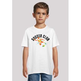 T-Shirt F4NT4STIC "Soccer Club Sport Fan Artwork", M&auml;dchen, Gr. 122/128, wei&szlig;, Obermaterial: 100% Baumwolle, regular fit, Rundhals, ohne B&uuml;ndchen, Shirts T-Shirt, Premium Qualit&auml;t