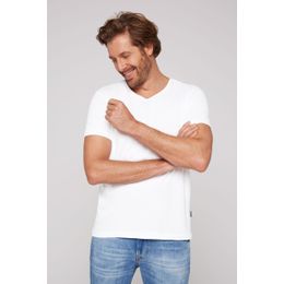 V-Shirt CAMP DAVID, Herren, Gr. 4XL, wei&szlig;, Material: 100% Baumwolle, unifarben, regular fit normal, eingesetzt gerader Abschluss, Shirts, aus Baumwolle