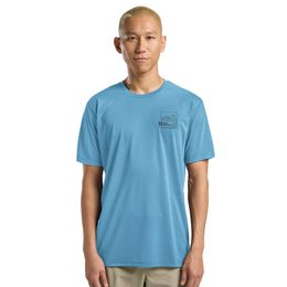 T-Shirt Jack Wolfskin "VONNAN GRAPHIC T M", Gr. L (52), blau (peaktrail, skyblau), Oberstoff: 100% POLYESTER, Shirts T-Shirt