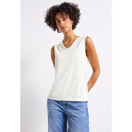 Tanktop Street One, Damen, Gr. 44, wei&szlig; (sanftes wei&szlig;), Stoff, 78% Polyester, 22% Viskose, unifarben, normal normal, V-Ausschnitt, abgesteppt, Tops Tanktop, mit V-Ausschnitt