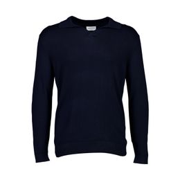 Poloshirt LINDBERGH "LINDBERGH Strickpullover", Herren, Gr. XXL, blau (navy), Obermaterial: 80% Viskose, 20% Nylon, schmal, V-Ausschnitt, Shirts