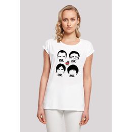 T-Shirt F4NT4STIC "Big Bang Theory TV Serie Doctors And Mr", Damen, Gr. M, wei&szlig;, Obermaterial: 100% Baumwolle, regular fit, Rundhals, ohne B&uuml;ndchen, Shirts T-Shirt, Damen,Premium Merch,Regular-Fit,Kurze &Auml;rmel,Bedruckt