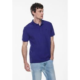 Poloshirt Street One MEN, Herren, Gr. XL (44), blau (maritime blau), Web, 100% Baumwolle, unifarben, gerade hüftlang, hoch geschlossener Ausschnitt, Bündchen, Shirts, in Unifarbe