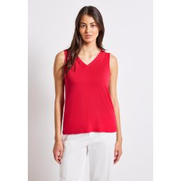 T-Shirt Street One, Damen, Gr. 36, rot (glory rot), Stoff, 95% Viskose, 5% Elasthan, unifarben, normal normal, V-Ausschnitt, abgesteppt, Shirts T-Shirt, aus elastischem Materialmix