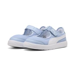 Sneaker Puma "Courtflex v3 Lina Sneakers Mädchen", Mädchen, Gr. 28, weiß (haute tropic weiß blau), Obermaterial: Textil, Synthetik; Futter: Textil; Innensohle: Textil; Laufsohle: Synthetik, Gummi, Schuhe Sneaker