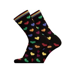 Socken UphillSport "RAINBOW HEARTS 2er Pack", Damen, Gr. 35-38, bunt (mehrfarbig), 58% Wolle, 40% Polyamid, 2% Elasthan, mehrfarbig, Socken Socken, mit niedlichen Herz-Prints