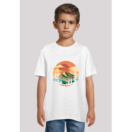 T-Shirt F4NT4STIC "Sonnenuntergang Berglandschaft", M&auml;dchen, Gr. 110/116, wei&szlig;, Obermaterial: 100% Baumwolle, Rundhals, ohne B&uuml;ndchen, Shirts T-Shirt, Premium Qualit&auml;t