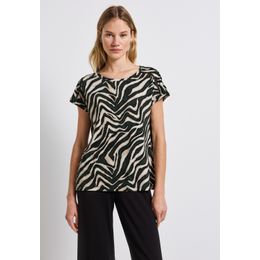 T-Shirt Street One, Damen, Gr. 34, gr&uuml;n (pine grove gr&uuml;n), Stoff, 95% Viskose, 5% Elasthan, bedruckt, normal normal, Rundhals, B&uuml;ndchen, Shirts T-Shirt, mit grafischem Muster