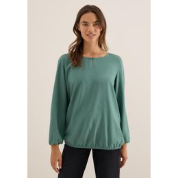 Langarmbluse Cecil, Damen, Gr. XL (44), gr&uuml;n (jewel gr&uuml;n), Stoff, 100% Viskose, unifarben, normal normal, Rundhals, B&uuml;ndchen, Blusen, aus softer Viskose