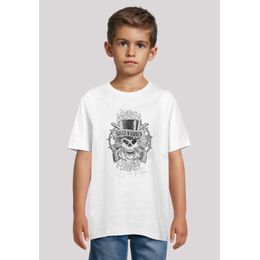 T-Shirt F4NT4STIC "Guns 'N' Roses Skull and Pistols", Mädchen, Gr. 122/128, weiß, Obermaterial: 100% Baumwolle, regular fit, Rundhals, ohne Bündchen, Shirts T-Shirt, Premium Qualität