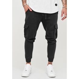 Trainingshose behype "MATAY", Herren, Gr. L, EURO-Größen, grau (dunkelgrau), 80% Baumwolle, 20% Polyester, Hosen, mit praktischen Cargotaschen