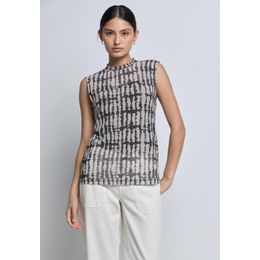 T-Shirt STREET ONE STUDIO, Damen, Gr. 36, schwarz, Stoff, 95% Polyester, 5% Elasthan, bedruckt, regular fit normal, hoch geschlossener Ausschnitt, abgesteppt, Shirts T-Shirt, mit Turtleneck