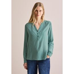 Langarmbluse Cecil, Damen, Gr. L (42), gr&uuml;n (sea gr&uuml;n), Stoff, 100% Viskose, gestreift, gerade normal, Rundhals, B&uuml;ndchen, Blusen