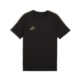T-Shirt Puma "KING T-Shirt Herren", Herren, Gr. M, schwarz (schwarz gold), Obermaterial: 100% Baumwolle; Rippe: 71% Baumwolle, 29% Polyester; Besatz: 100% Polyester, clean, regular fit, Rundhals, Shirts