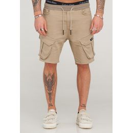 Shorts behype "STANLAY", Herren, Gr. M, EURO-Größen, beige, 74% Polyester, 24% Viskose, 2% Elasthan, Hosen Shorts, mit modischen Cargotaschen