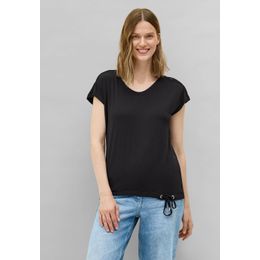 T-Shirt Cecil, Damen, Gr. XS (36), schwarz, Stoff, 97% Viskose, 3% Elasthan, unifarben, normal normal, Rundhals, abgesteppt, Shirts T-Shirt, aus softer Viskose
