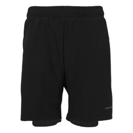 Shorts Endurance "Herlent", Jungen, Gr. 152, EURO-Gr&ouml;&szlig;en, schwarz, 87% Polyester, 13% Elasthan, mehrfarbig, kurz, Hosen Shorts, im smarten 2-in-1-Design