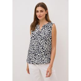 Blusentop Cecil, Damen, Gr. XXL (46), blau (urban dunkelblau), Stoff, 100% Viskose, bedruckt, klassisch normal, Rundhals, abgesteppt, Blusen Blusentop, mit Elastiksaum