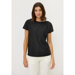 T-Shirt Cecil, Damen, Gr. XS (36), schwarz, Stoff, 65% Polyester, 35% Viskose, unifarben, normal normal, U-Boot-Ausschnitt, abgesteppt, Shirts T-Shirt, aus elastischem Materialmix