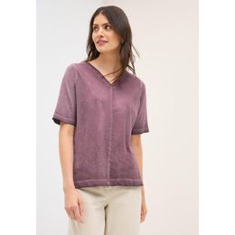V-Shirt Cecil, Damen, Gr. L (42), rot (mulberry rot), Web, 100% Baumwolle, unifarben, normal normal, V-Ausschnitt, B&uuml;ndchen, Shirts, aus reiner Baumwolle
