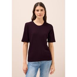 T-Shirt Cecil, Damen, Gr. L (42), rot (eggplant rot), Web, 95% Baumwolle, 5% Elasthan, unifarben, Basic, normal normal, Rundhals, abgesteppt, Shirts, aus Baumwolle mit Stretchante