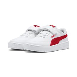 Sneaker Puma "Court Classic Clean Sneakers Kinder", Kinder, Gr. 29, rot (wei&szlig; for all time rot), Obermaterial: Textil, Synthetik; Futter: Textil; Innensohle: Textil; Laufsohle: Gummi, Schuhe Sneaker