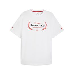 T-Shirt Puma "F1 Essentials Graphic T-Shirt Herren", Herren, Gr. L, weiß, Obermaterial: 100% Baumwolle; Rippe: 71% Baumwolle, 29% Polyester, clean, regular fit, Rundhals, Shirts T-Shirt
