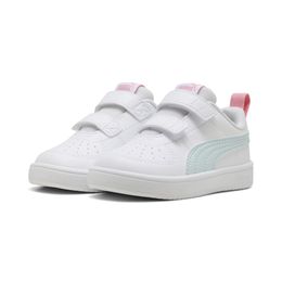 Sneaker Puma "Puma Rickie Sneakers Kinder", Kinder, Gr. 21, wei&szlig; (wei&szlig; sea glass pinkscape blau pink), Obermaterial: Textil, Synthetik, Leder; Futter: Textil; Innensohle: Textil; Laufsohle: TR (Thermoplastischer Gummi), Gummi, Schuhe Sneaker