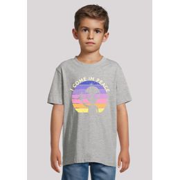T-Shirt F4NT4STIC "Alien Peace Sunset", Mädchen, Gr. 158/164, grau (erdgrau), Obermaterial: 100% Baumwolle, regular fit, Rundhals, ohne Bündchen, Shirts T-Shirt, Premium Qualität