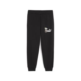 Sporthose Puma "Super Puma Jogginghose Jungen", M&auml;dchen, Gr. 110, Normalgr&ouml;&szlig;en, schwarz, 68% Baumwolle, 32% Polyester, bedruckt, regular fit, Hosen Sporthose