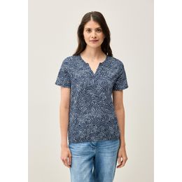 T-Shirt Cecil, Damen, Gr. M (40), blau (universal blau), Web, 100% Baumwolle , bedruckt, normal normal, Rundhals, B&uuml;ndchen, Shirts T-Shirt, aus reiner Baumwolle