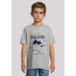 T-Shirt F4NT4STIC "Play Hard Dream Big Goal Getters Edition", M&auml;dchen, Gr. 122/128, grau (erdgrau), Obermaterial: 100% Baumwolle, regular fit, Rundhals, ohne B&uuml;ndchen, Shirts T-Shirt, Premium Qualit&auml;t