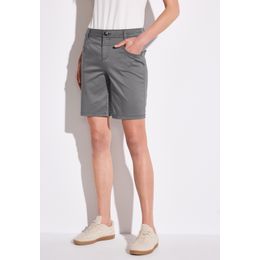 Bermudas Street One, Damen, Gr. 44, grau (overcast grau), Web, 97% Baumwolle, 3% Elasthan, unifarben, gerade kurz, Hosen Bermudas, 4-Pocket Style