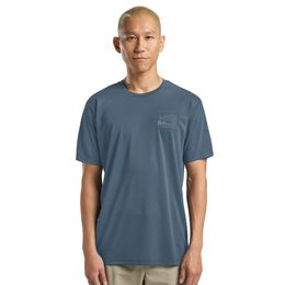 T-Shirt Jack Wolfskin "VONNAN GRAPHIC T M", Damen, Gr. L (52), blau (peaktrail, midnightsky), Oberstoff: 100% POLYESTER, Shirts T-Shirt