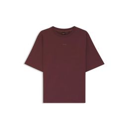 T-Shirt BOSS Orange "Enis Premium Damenmode", Damen, Gr. S (36), schwarz braun 204, Single Jersey, Obermaterial: 100% Baumwolle, unifarben, relaxed fit normal, Rundhals, weit normaler Saum, Shirts T-Shirt