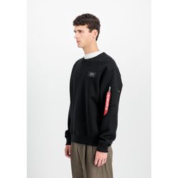 Sweatshirt Alpha Industries "Back Print Crewneck", Herren, Gr. S, schwarz, Sweatware, Obermaterial: 80% Baumwolle, 20% Polyester, bedruckt, regular fit normal, Rundhals, Rippbündchen, Sweatshirts