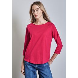 3/4-Arm-Shirt Street One, Damen, Gr. 34, pink (power berry), Web, 100% Baumwolle, unifarben, normal normal, Rundhals, B&uuml;ndchen, Shirts 3/4-Arm-Shirt, aus reiner Baumwolle