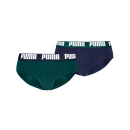Slip Puma "Slips (2-er Pack) Herren", Herren, Gr. M, grün (grün, blau), 95% Baumwolle, 5% Elasthan, Unterhosen Slip